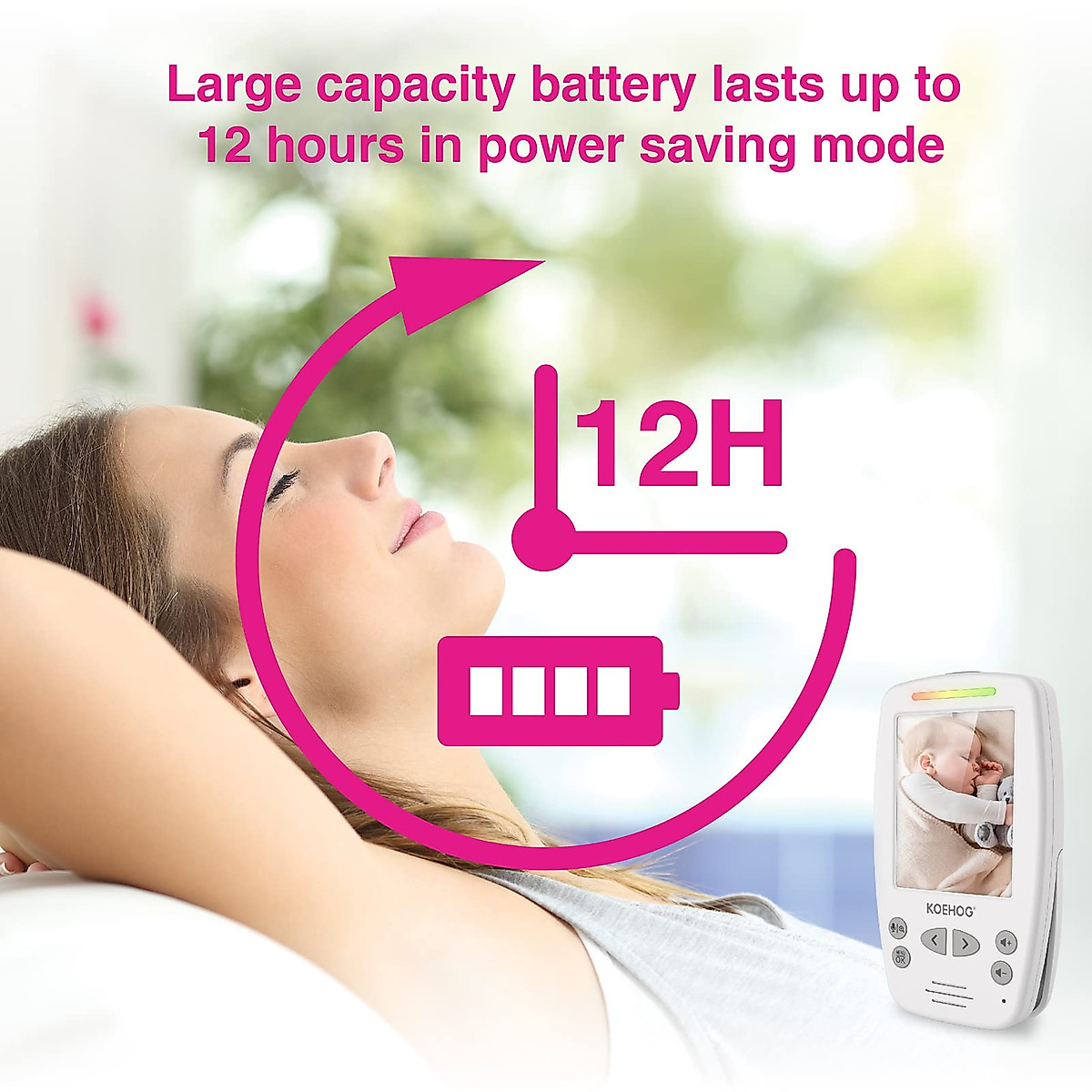 Axvue Video Baby Monitor, Slim Handheld, Non-Slip Design, 2.8" Vertical Screen Monitor & 2 Camera, Range up to 1000ft, 18 Hour Battery Life, 2-Way Talk, Night Vision, Temperature Monitor, No WiFi.