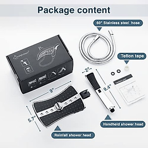 BRIGHT SHOWERS Dual Shower Head Combo, Handheld Showerhead Rainfall Shower Head Set with Black Face, 60 Inch Long Stainless Steel Shower Hose, Chrome