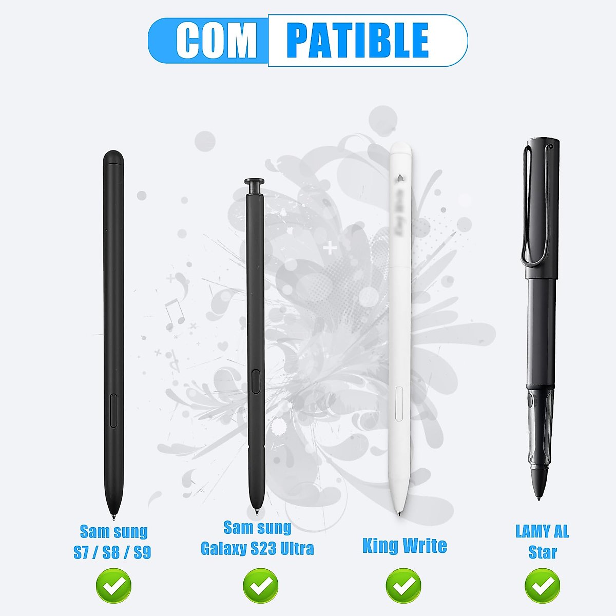 No Worn Out Titanium Alloy Fine Point Replacement Pencil Nibs Compatible with Samsung Tab S7,S8,S9 S10 S Pen Stylus, Accurate Control Pencil Tips fits for King Write EMR Pen,2 Pcs