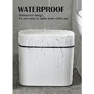 WOA WOA Bathroom Trash Can with lid, 14L Press lid Plastic Wastebasket, 3.7 Gallons Garbage Bin Container for Home, Kitchen, Office, Living Room, Bedroom (White & Press Lid)