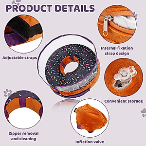 Guiqulai Dog Cone,Inflatable Dog Cone for Small, Medium and Large Dogs, Soft Cone for Dogs After Surgery with Adjustable Buckle and Cute Pattern to Stop Licking and Biting Wounds - L(Neck 12"-18")