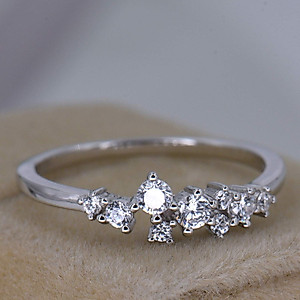 BLOSSOM & HUE Eternity Ring for Women [925 Sterling Silver] with Clusters of Cubic Zirconia [Premium CZ] Stackable Band (Size 7) - for Professionals/Teens/Fashionistas [Hypoallergenic]