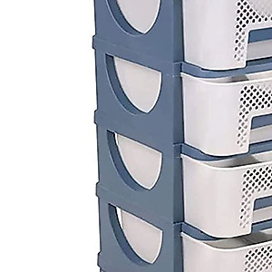 Homeplast Venus 30 Inch Tall Plastic 4 Drawer Home Storage Indoor/Outdoor Organizer Shelf Unit with Perforated Ventilated Drawers, Blue