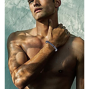 WAINIS 10 Pcs 8mm Stone Semi-Precious Gemstones Beaded Bracelets for Men Women Healing Crystal Stretch Beaded Bracelet Unisex