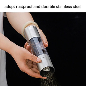 Pepper Grinder, Salt and Pepper Grinder Stainless Steel Dual Head Grind Size Manual Spice Grinder for Home Kitchen