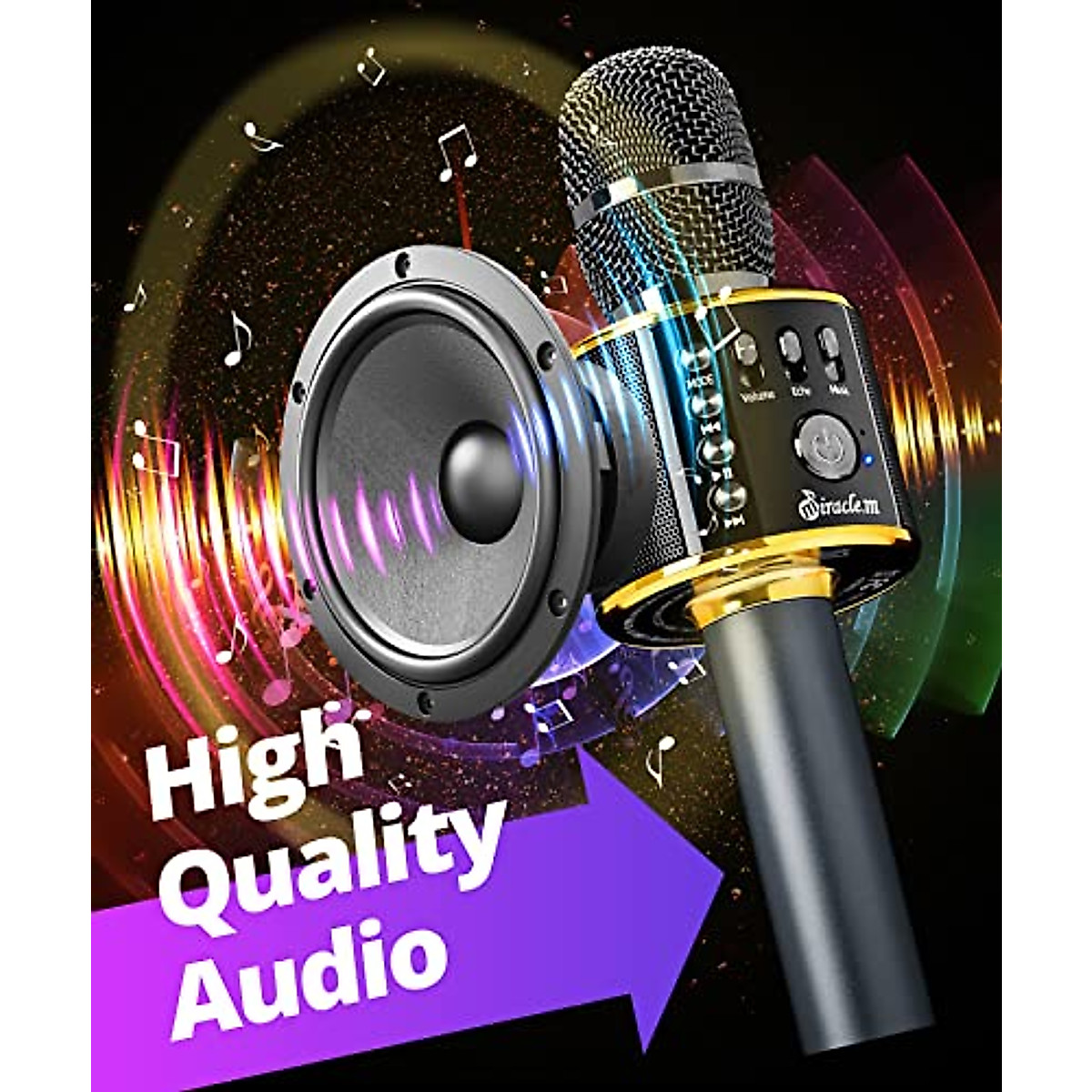 M37 - Bluetooth Karaoke Microphone Wireless - Bluetooth Microphone Wireless - Wireless Microphone Karaoke - Microphone for Kids - Carpool car Karaoke Microphones with Speaker - Karaoke mic