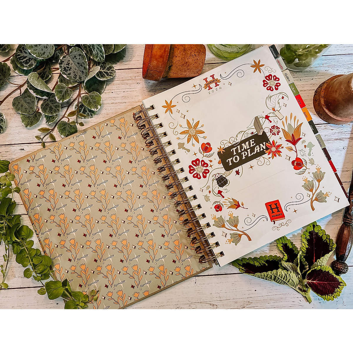 Conquest Journals Harry Potter Herbology 2024 Dated Weekly Planner, Vertical Format, Wrapped Book Board Cover, Spiral Bound, 4 Sticker Sheets, Pocket, Elastic Closure Strap, Bookmark, 8"x9.25"