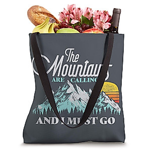 Mountains Are Calling & I Must Go Retro 80s Vibe Graphic Tote Bag