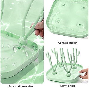 Baby Bottle Drying Rack with Base Tray, Removable Bottle Drying Rack Tree Holder for Bottles, Teats, Cups, Pump Parts and Accessories