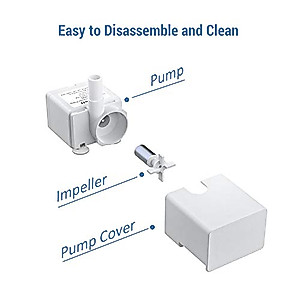 Veken Replacement Pump for 95oz/2.8L and 100oz/3L Pet Fountain Cat Water Fountain Dog Water Fountain Ultra Quiet Long Lifespan Water Pump, USB Cable, LED Lights