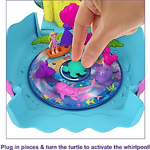 Polly Pocket Bubble Aquarium Playset with Polly & Mermaid Micro Dolls, 2 Bubble-Making Features, Bubble Solution & 18 Accessories, Pop & Swap Pieces
