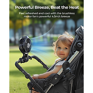 Koonie Astronaut Baby Fan for Stroller, Car Seat Cooling Fan Clip-on with Flexible Tripod, Rechargeable Battery Operated Mini Fan,3 Speeds Strong Airflow (blue)