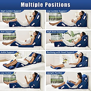 6PCS Orthopedic Bed Wedge Pillow Set, Adjustable Memory Foam Pillow Wedge for Post Surgery, Back, Neck and Leg Pain Relief & Heartburn, Anti Snoring, Acid Reflux, Sleeping | Machine Washable Cover