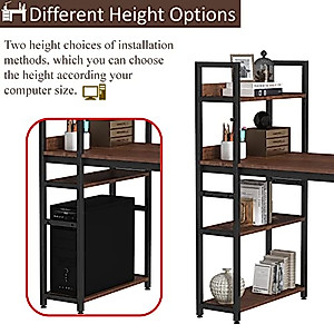 Napnapday 55 inch Computer Desk with Shelves, Desk with Storage Bookshelf Writing Table for Gaming Home Office Bedroom, Mahogany