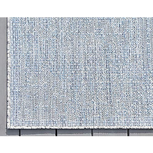Unique Loom Outdoor Traditional Collection Area Rug - Timeworn (9' x 12' Rectangle, Blue/ Gray)