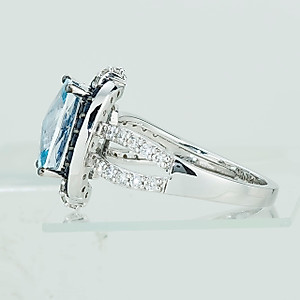 1/3 Carat Diamond, Blue Topaz and Sapphire Halo Engagement Ring for Women in 14k White Gold (G-H, VS2-SI1, cttw) Promise Anniversary Ring Size 8 by LeVian