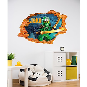 Ninja Custom Name Wall Decal- Personalized Ninja Name Wall Sticker - 3D Wall Effect - Wall Decal for Home Nursery Decoration (Wide 20"x13" Height Inches)