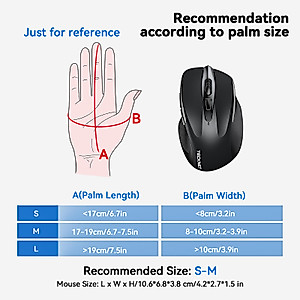 TECKNET Wireless Mouse Rechargeable, 2.4G Silent Mouse, Quiet Click, 6 Adjustable 4800 DPI, Cordless Computer Mouse, Ergonomic Mouse for Laptop, 6 Buttons USB Mouse for Chromebook, Ergo Grip - Black