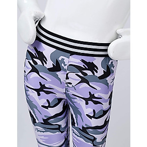 CHICTRY Kids Girls' 2 Piece Athletic Leggings with Tank Crop Tops Outfits sets for Gymnastics Sports Workout Fitness Camouflage Lavender 12-14 Years