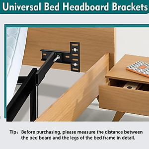 Universal Headboard Bracket, Thickened Black Metal Bed Headboard Bracket, Adjustable Headboard Bracket Kit Wall Mounted with Foot Pedal Extension Kit（2 Pcs），3-Year Warranty