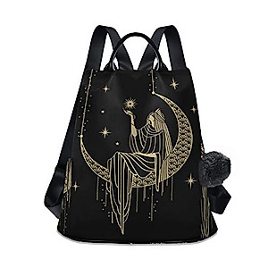 ALAZA Sacral Night Girl on Moon Trips Hiking Camping Rucksack Pack for Women