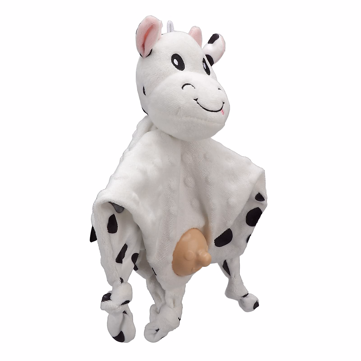 Baby Security Blanket, A Cartoon Quilt, Loveys for Babies, Baby Lovey A Soft Plush Quilt with A Nipple for Children from 3 Months (Cow)