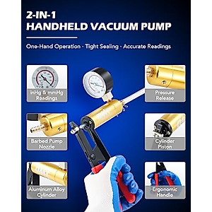 Orion Motor Tech Brake Bleeder Kit with Hand Vacuum Pump and Adapters, Brake Bleeding Kit for Brake Fluid Power Steering Fluid More, Vacuum Brake Bleeder Pump with Pressure Gauge