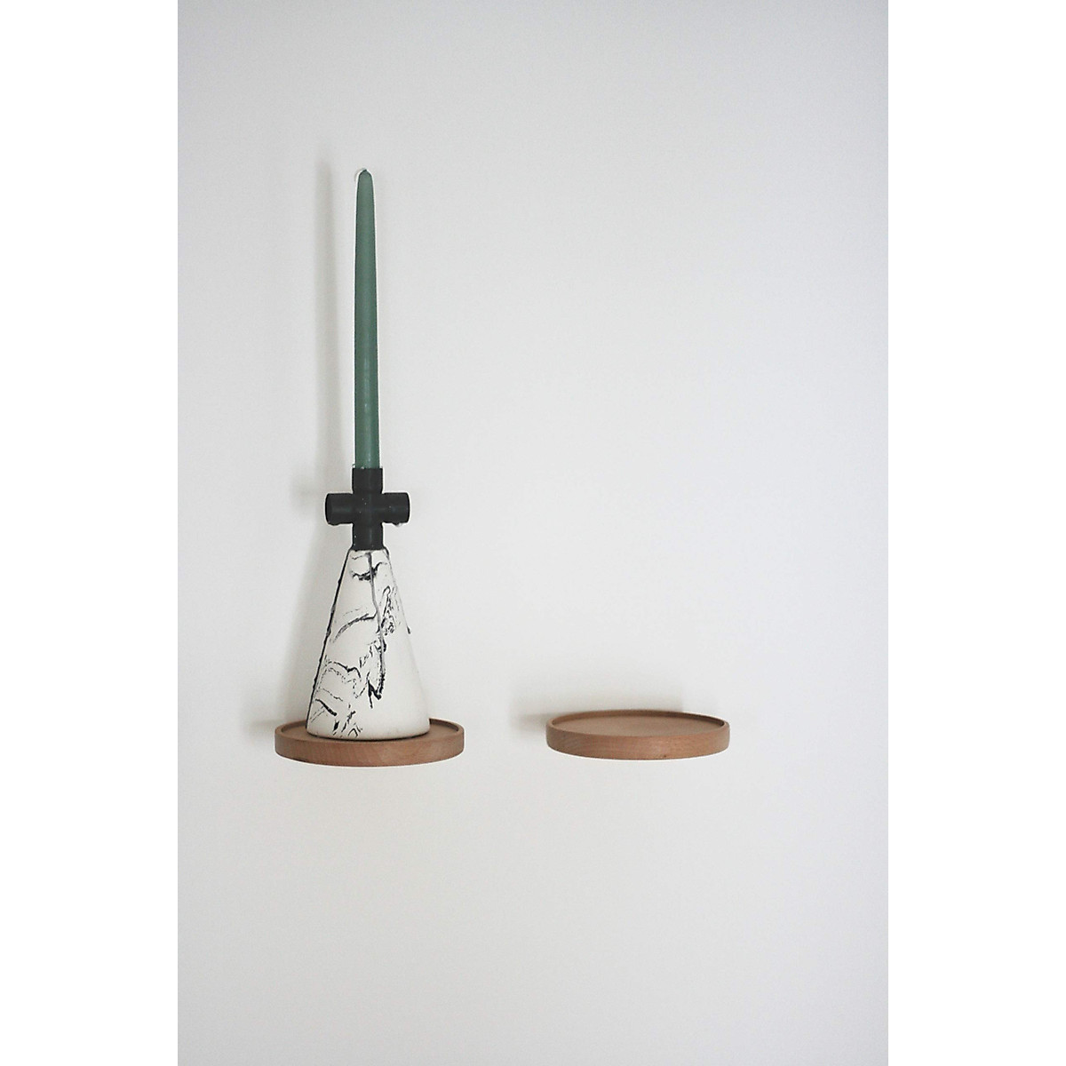 anaan Coracle Floating Shelf Wood Round Wall Mounted Showcase Wall Shelf Hanging Planter Storage Wooden Shelf for Plants Photo Candle Invisible Wall Decoration Design Set of 2 (Diameter Ø5.9 inch)