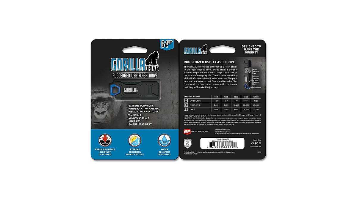 GorillaDrive 64GB Rugged USB Flash Drive - 2-Pack