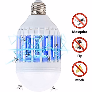 Bug Zapper Light Bulb 2 in 1 Mosquito Killer Lamp LED Electronic Insect & Fly Killer Indoor & Outdoor Insect Zapper insect traps, Fly Zapper Safe & Non-Toxic Silent & Effortless Operation pest control