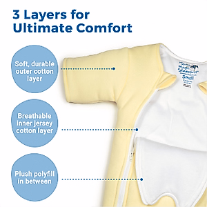 Baby Merlin's Magic Sleepsuit - 100% Cotton Baby Transition Swaddle - Baby Sleep Suit - Cream - 3-6 Months