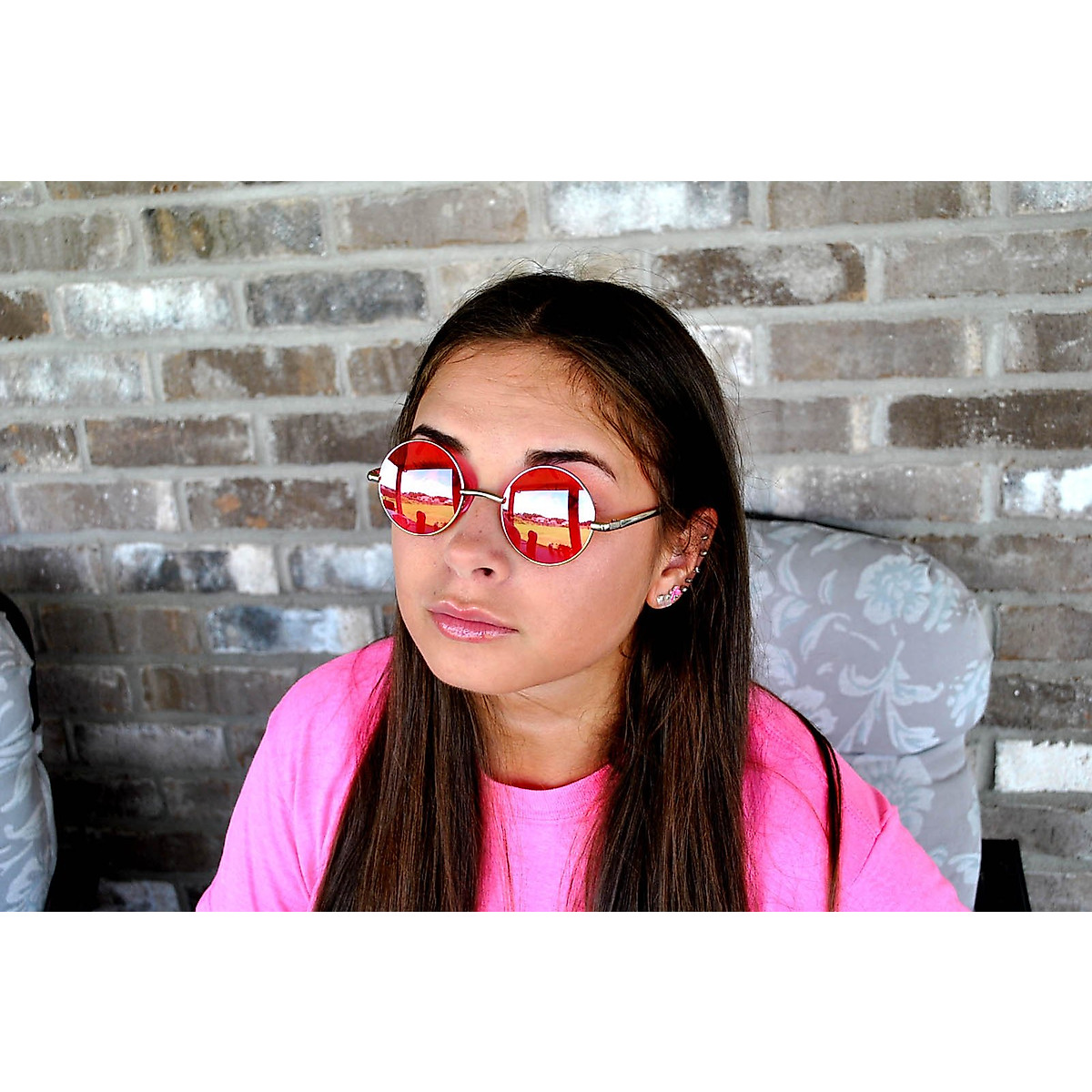 Round Retro Vintage Sunglasses Metal Frame Red Smoke Yellow 3 Pairs OWL