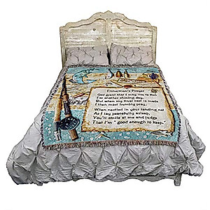 Pure Country Weavers Fisherman's Prayer Blanket - Religious Lake Lodge Cabin Gift Tapestry Throw Woven from Cotton - Made in The USA (72x54)
