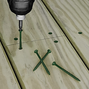 Deck Plus 48398 Wood Screws #8 x 1-5/8", Green, 5lb Box