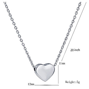 MiniJewelry Love Heart Necklace for Women Wife Family Christmas Anniversary Birthday Choker Stainless Steel Silver