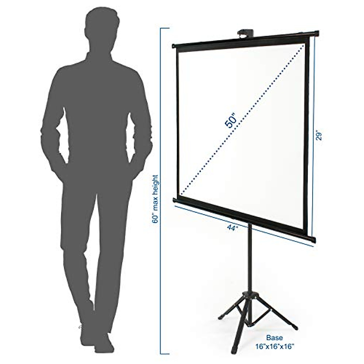 VIVO 50 inch Mini Portable Indoor Outdoor Projector Screen, 50 inch Diagonal Projection, HD 4:3 Projection, 4K 3D 1080P HD Pull Up Foldable Stand Tripod, PS-T-050B