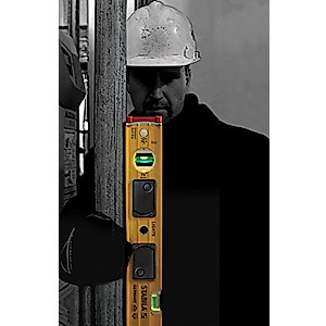 Stabila 39324 196 LED"The Lights" Level Kit, a 24" Level with Two Illuminated Vials and Two Light Packs, Yellow