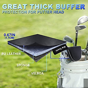 BIG TEETH Golf Mallet Putter Cover Headcover Club Protector Magnetic Closure DON'T FIT IRON MATERIAL PUTTER for Scotty Cameron Taylormade Odyssey 2 Ball Club (Black)