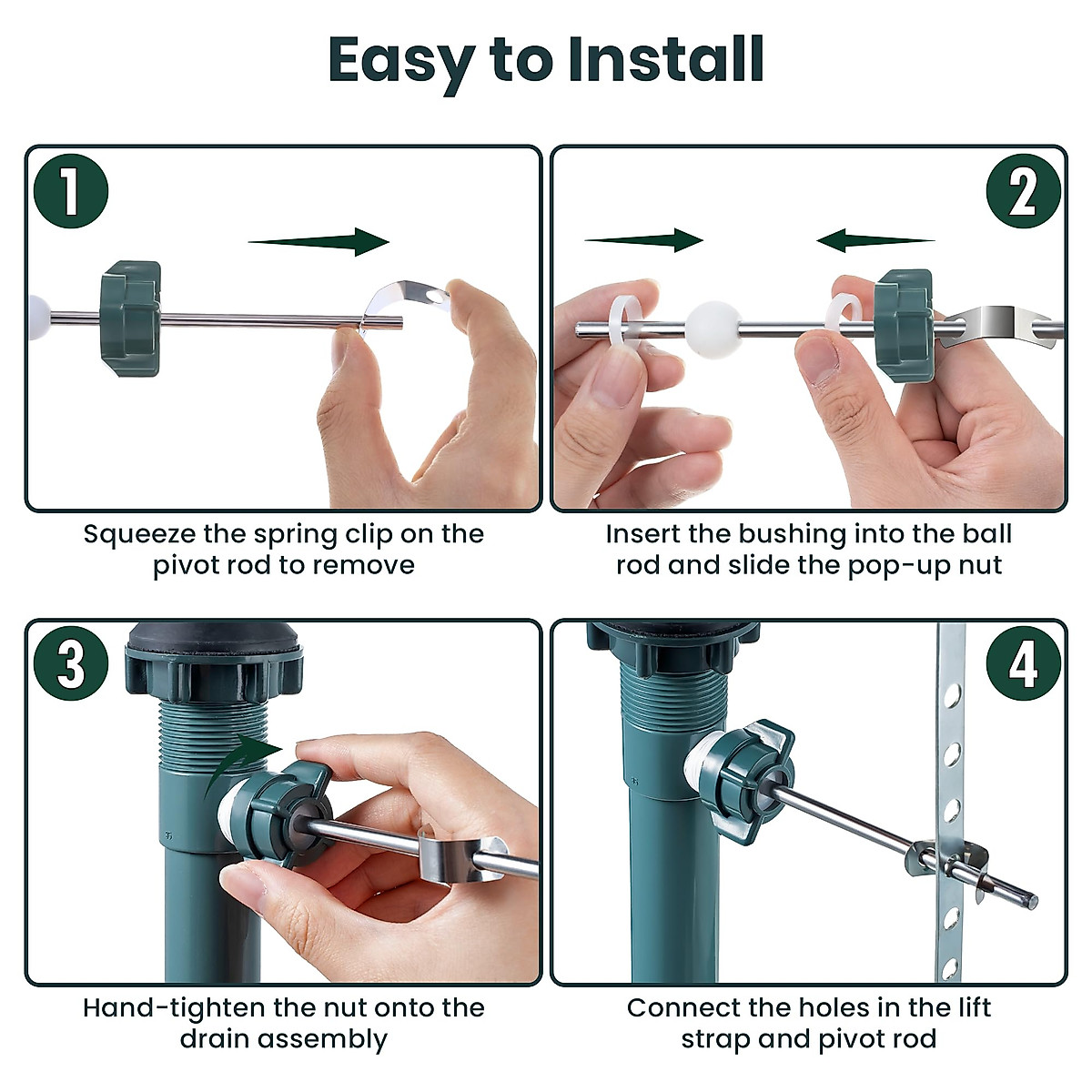 Enhon 1 Pack Lavatory Pop up Center Piece Assembly, Bathroom Sink Stopper Replacement with Seal Tape, Pivot Rod Bathroom Universal Sink Repair Kit, Compatible with Pfister Pop up Stopper PS2673