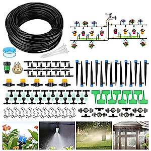 2023 New Upgraded Irrigation System, 131.2ft/40M Drip Irrigation Kit, 174Pcs Garden Plant Watering System with 3 Kinds of Adjustable Nozzles, 4 in 1 Faucet Connector, Tubing Valve for Free Control