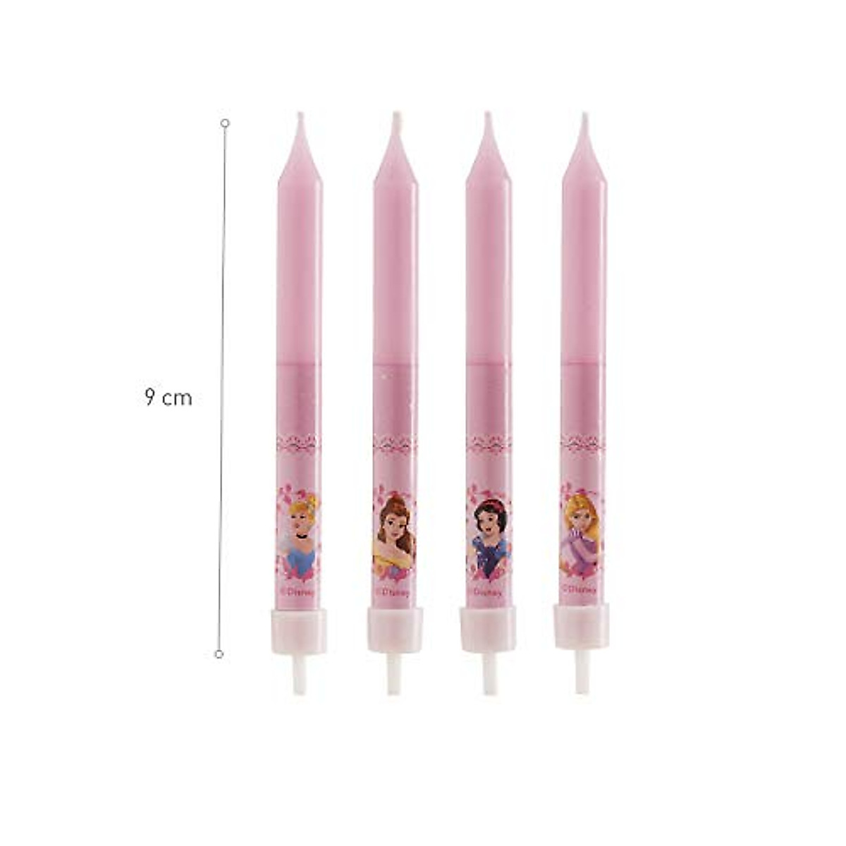 Dekora - 346175 Princesses Set of 8 Pink Wax Stick Candles 8 x 8 x 12 cm