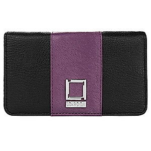 Lencca Kyma Vegan Leather Crossbody Smartphone Clutch Wallet Purse with Removable Chain Shoulder Strap - Black/Purple