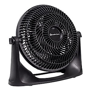 Comfort Zone PowrCurve CZHV101BK 9" 3-Speed Wall-Mountable Floor Fan with 180-Degree Adjustable Tilt, 6-Blades, (Bracket Included), Black/Black