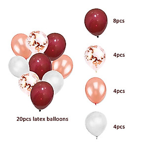 Rose Gold and Burgundy Birthday Party Decorations Rose Gold and White Pom Poms Lanterns Fans Balloons Decor Kit Burgundy Birthday Decorations for Women with Happy Birthday Banner Cake Topper Gold