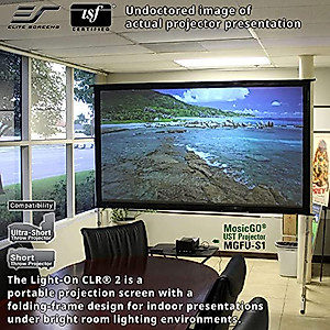 Elite Screens Light-On CLR 2 Series, 103" Diag. 16:9, Ceiling Ambient Light Rejecting Folding-Frame Portable Screen, LPS103H-CLR2