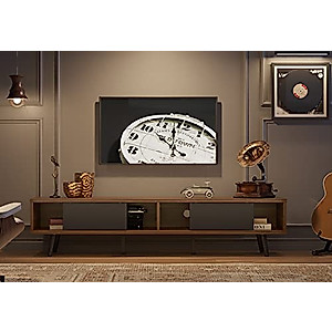 Bestier 70 inch Mid Century Modern TV Stand for 75 inch TV, Low Profile TV Stand with Storage, Entertainment Center for Living Room, Cord Management, Walnut