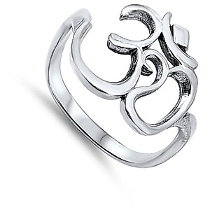 Women's Om Sign Symbol Open Unique Ring New .925 Sterling Silver Band Size 6