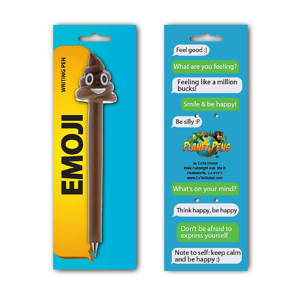 Planet Pens Poop Face Novelty Pen - Cute & Unique Kids & Adults Office Supplies Ballpoint Pen Colorful Emotion Writing Pen Instrument For School & Office