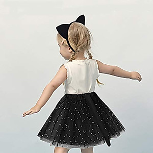 Dxhycc Black Cat Costume Set Cat Ears Headband Tail Bowtie Tutu-Halloween, Dress Up, Kids Cosplay Accessory Kit