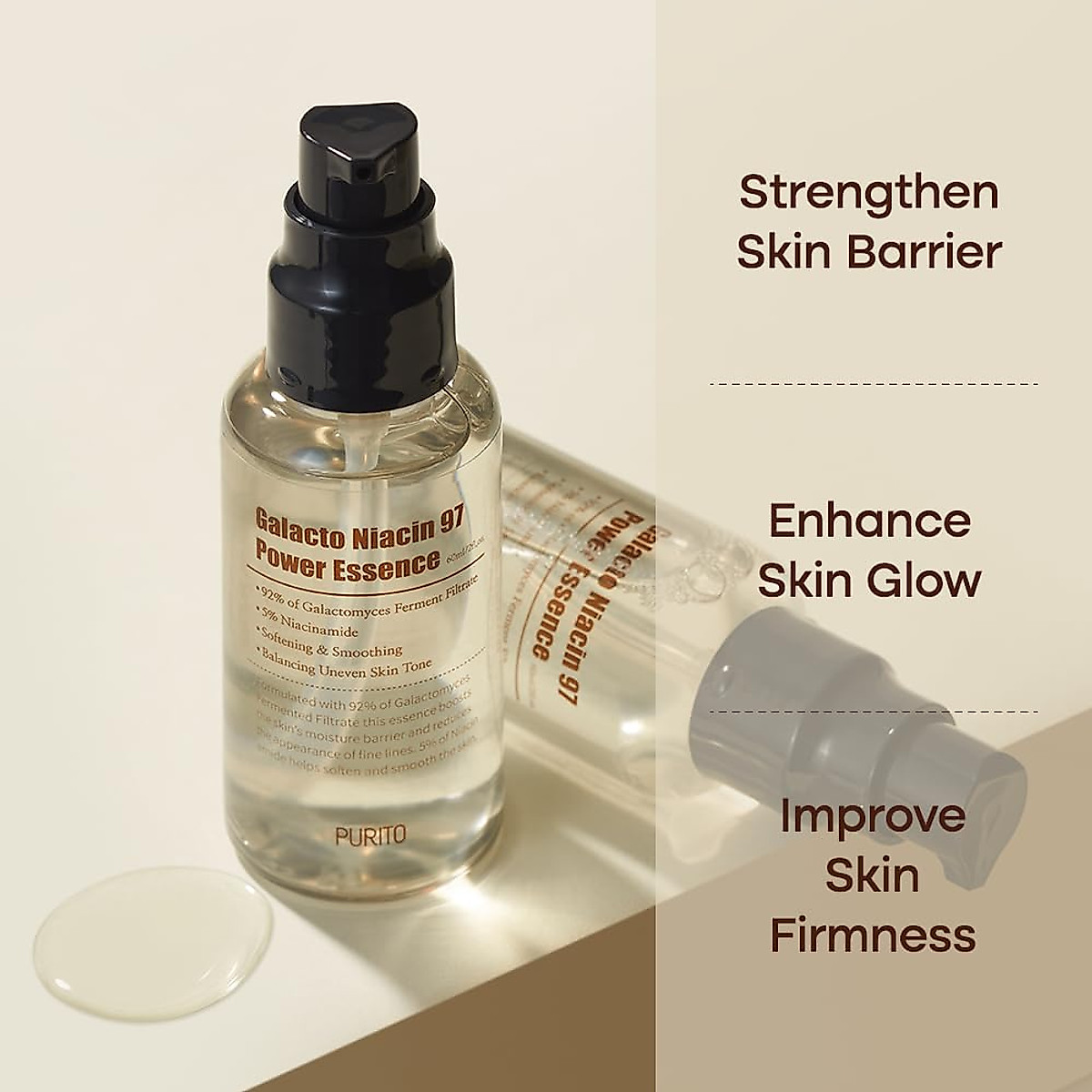 PURITO Galacto Niacin 97 Power Essence 2 fl.oz /92% galactomyces/fermented/Treatment essence/pore control